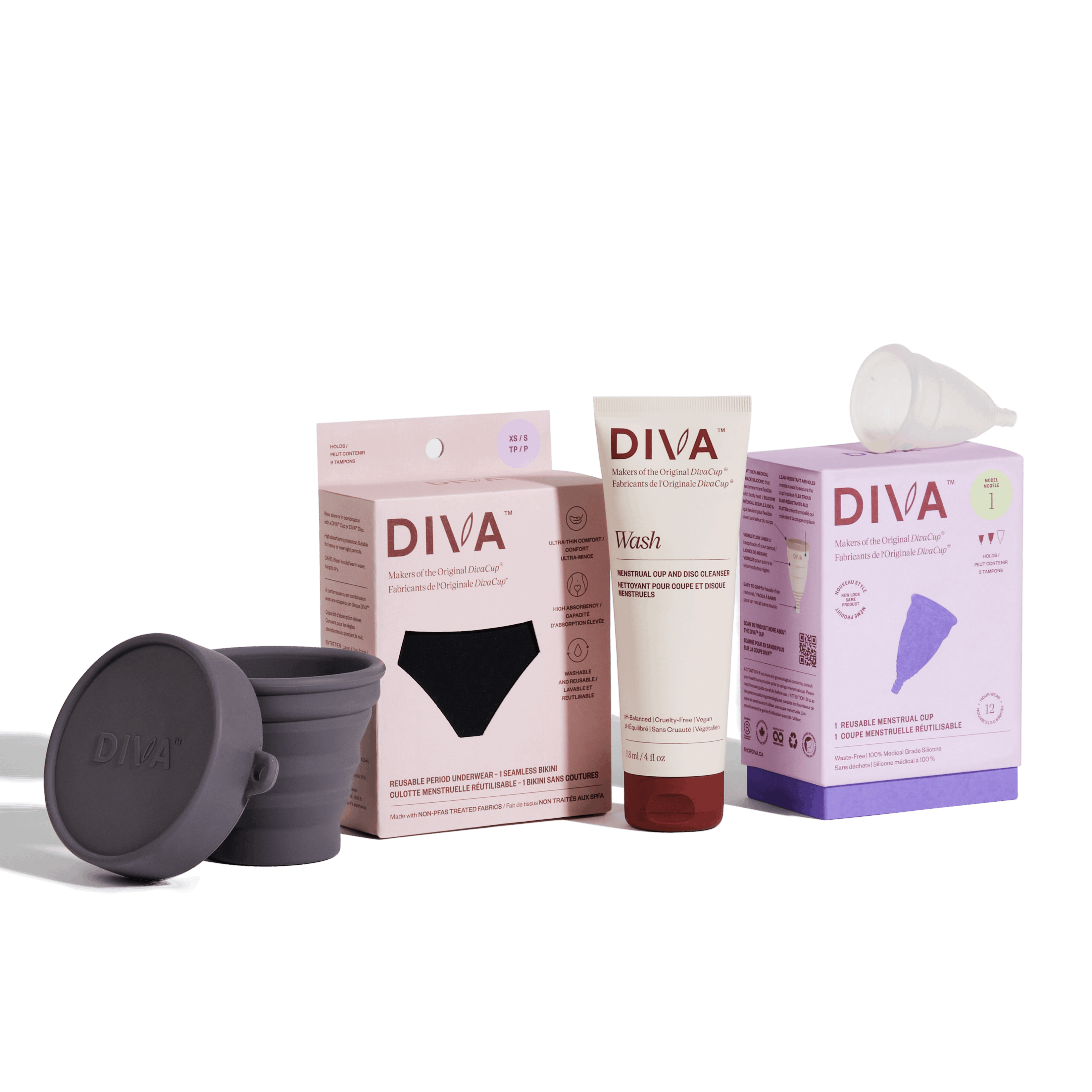 DIVA Cup and Reusable Menstrual Underwear Period Essentials Bundle ...